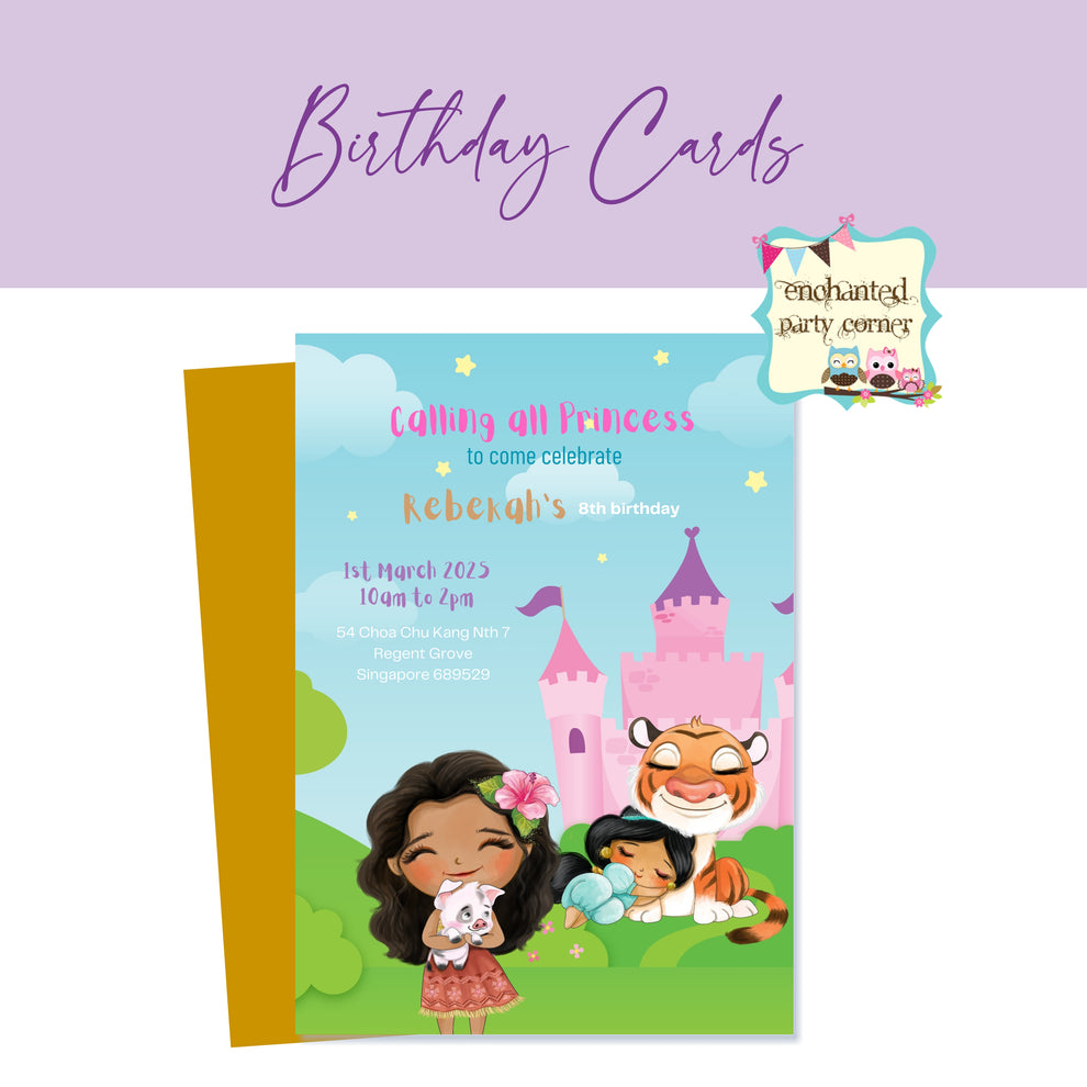 Calling All Princess (Card E) Digital Digital Birthday Invite - Girl ...