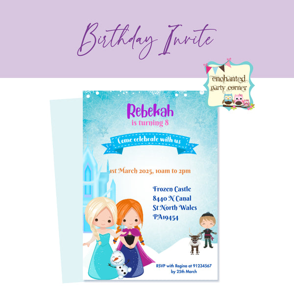 Snowy Princess Digital Birthday Invite - Girl – enchantedpartycorner
